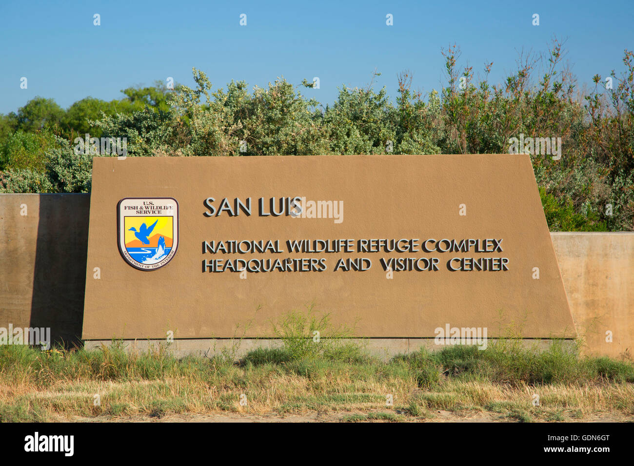 Entrance sign, San Luis National Wildlife Refuge, California Stock ...