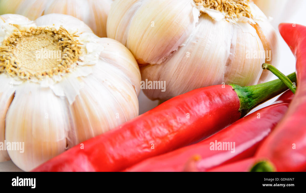 Chilli & garlic up close filling frame of photo Stock Photo - Alamy