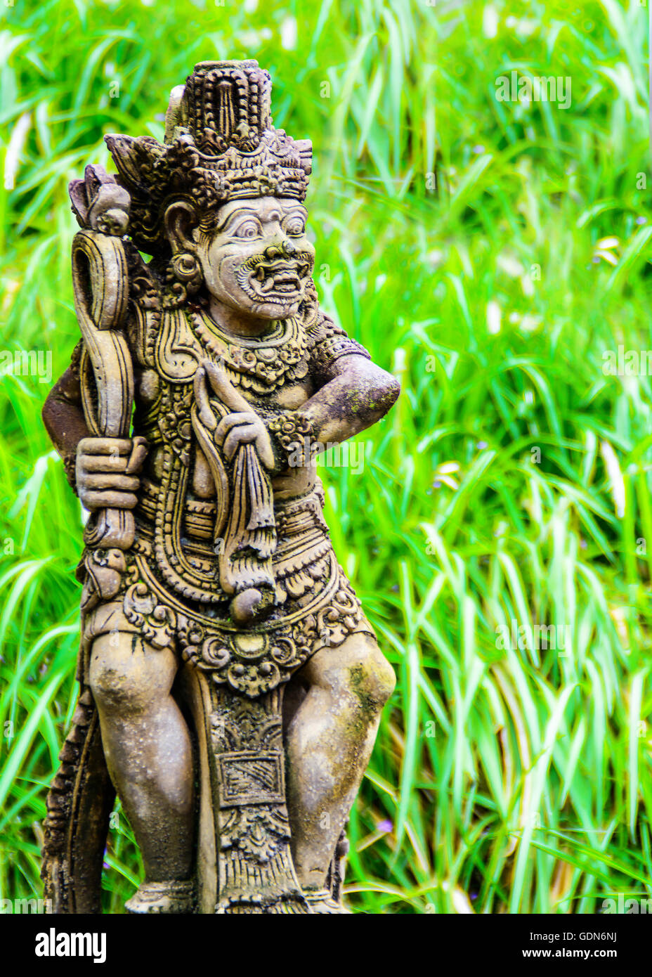 A small sculpture in the gardens of Tirta Empul (hindu temple) on the ...