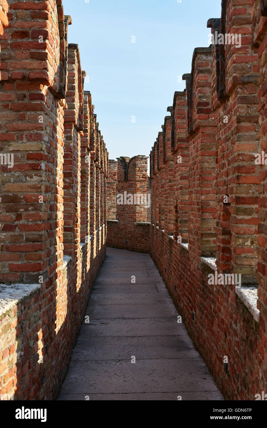 pathway on a wall of Castelvecchio Museum in Verona, Italy Stock Photo ...