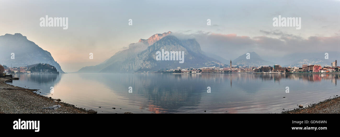 Landscape of Lecco. It is the capital of the province of Lecco and lies ...