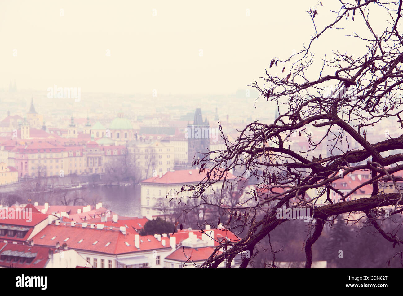 Panorama of Prague, Czech Republic, color toned picture Stock Photo - Alamy