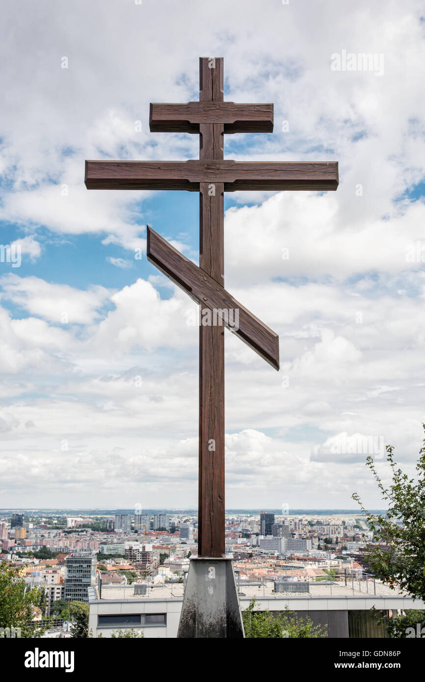 Big christian cross in Slavin, memorial monument and military cemetery ...