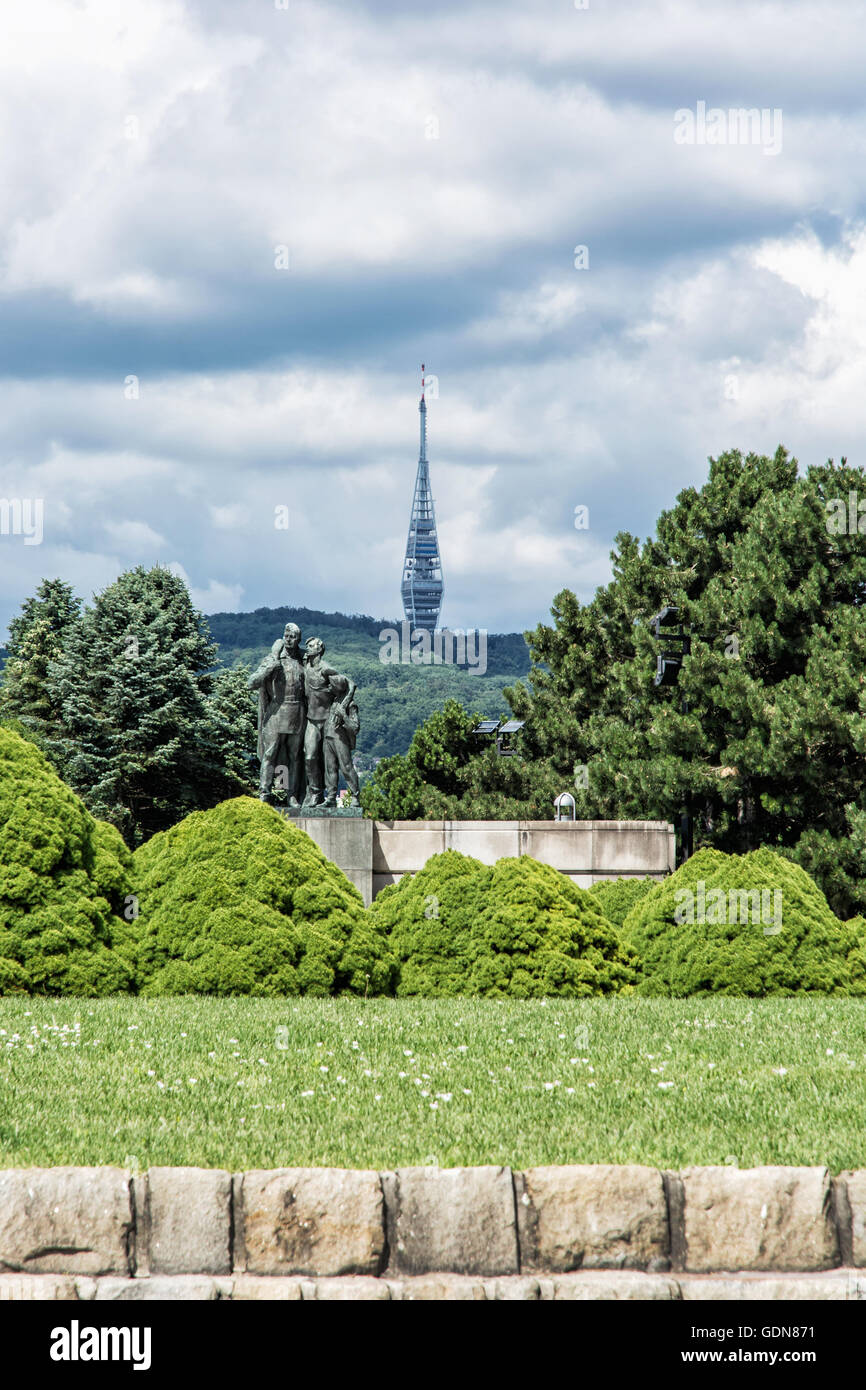 Kamzik tv tower from memorial monument Slavin in Bratislava, the ...