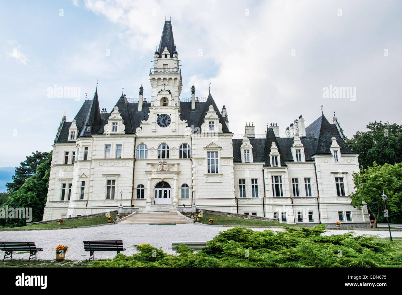 Beautiful Budmerice castle in Slovak republic. Architectural theme ...