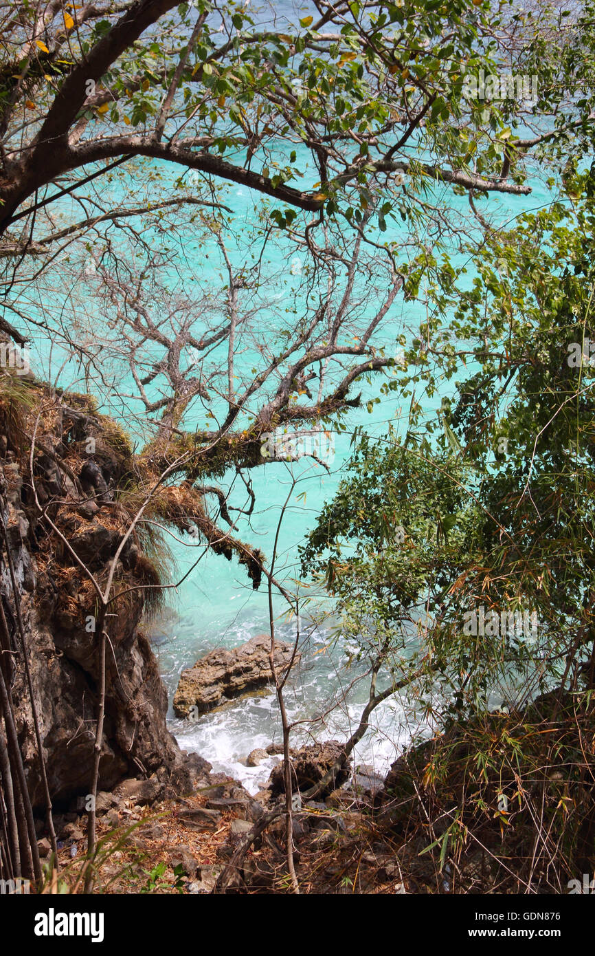 View through trees to tropical blue sea, Thailand Stock Photo - Alamy