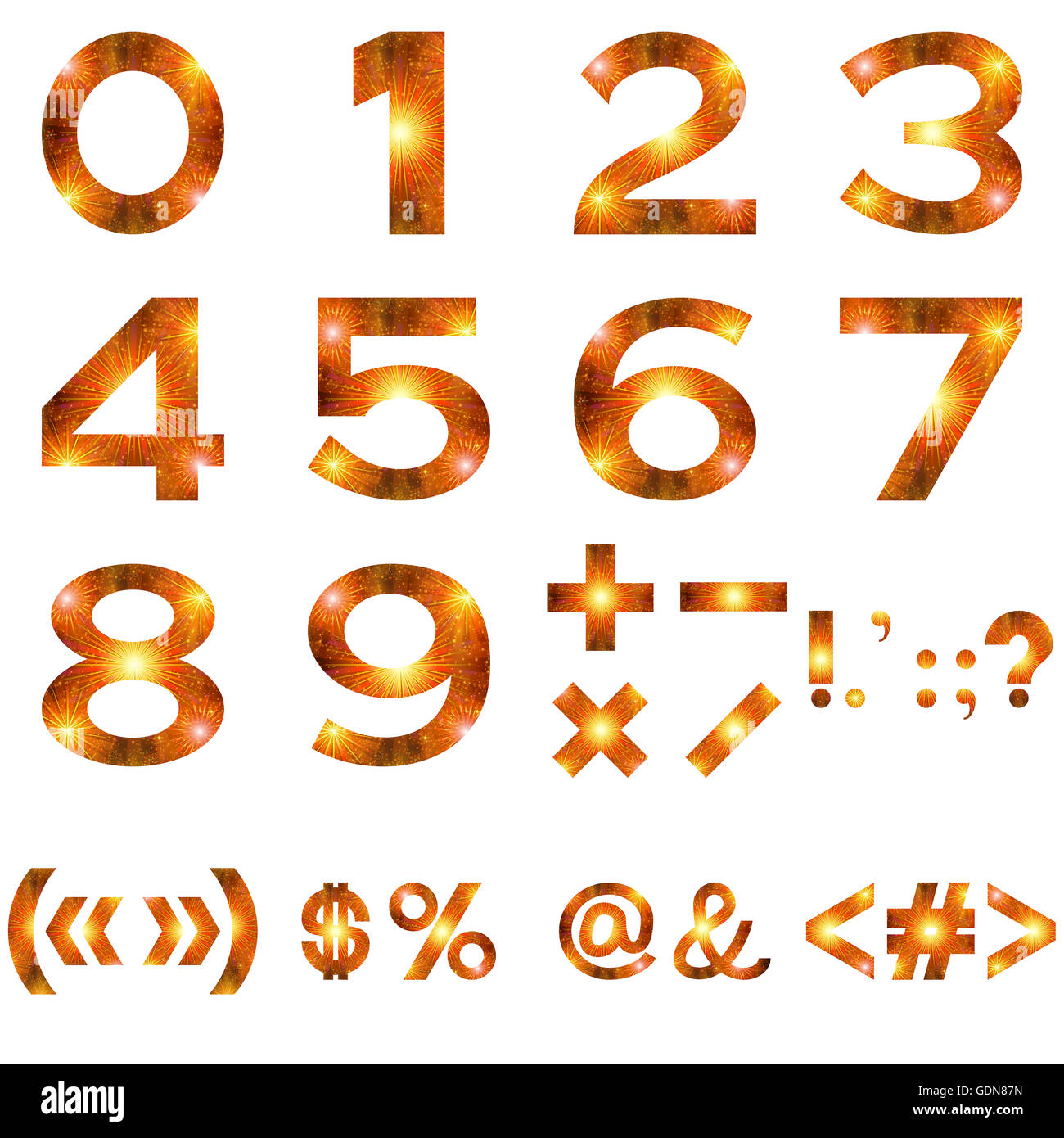 Mathematical Numbers And Signs Set Stock Photo - Alamy