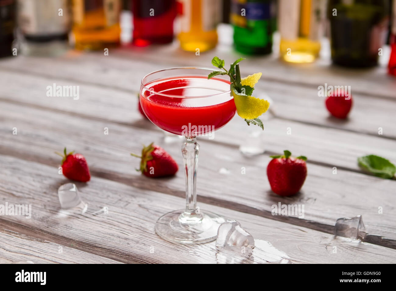 Bright red cocktail in glass Stock Photo - Alamy