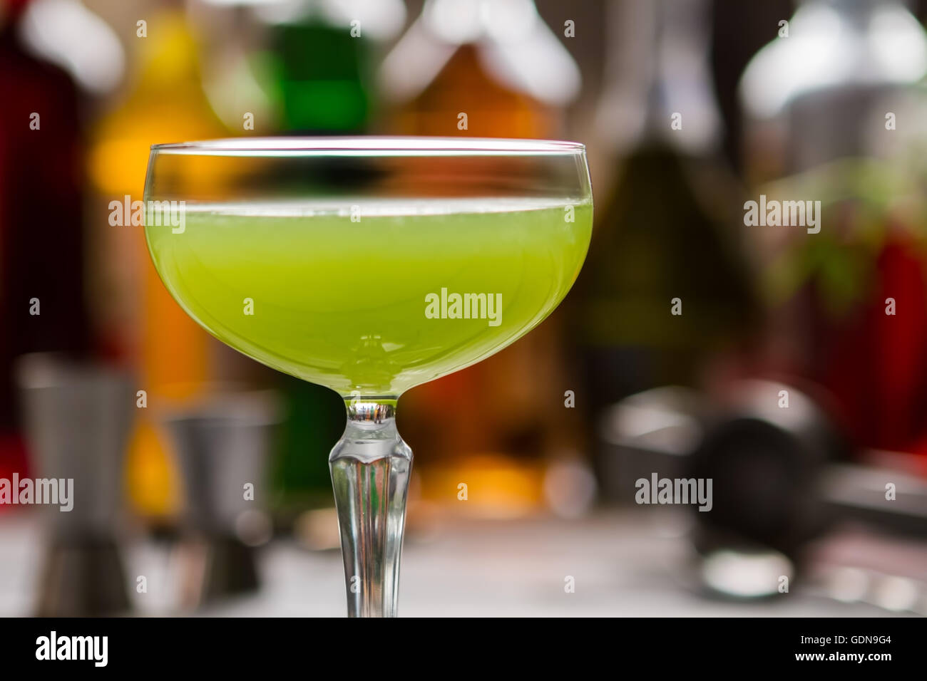 Green cocktail in glass Stock Photo - Alamy