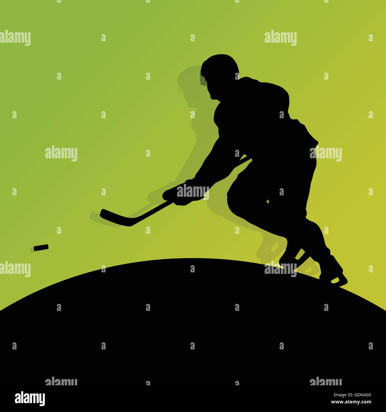 Active young man ice hockey sport silhouette skating in winter sports ...
