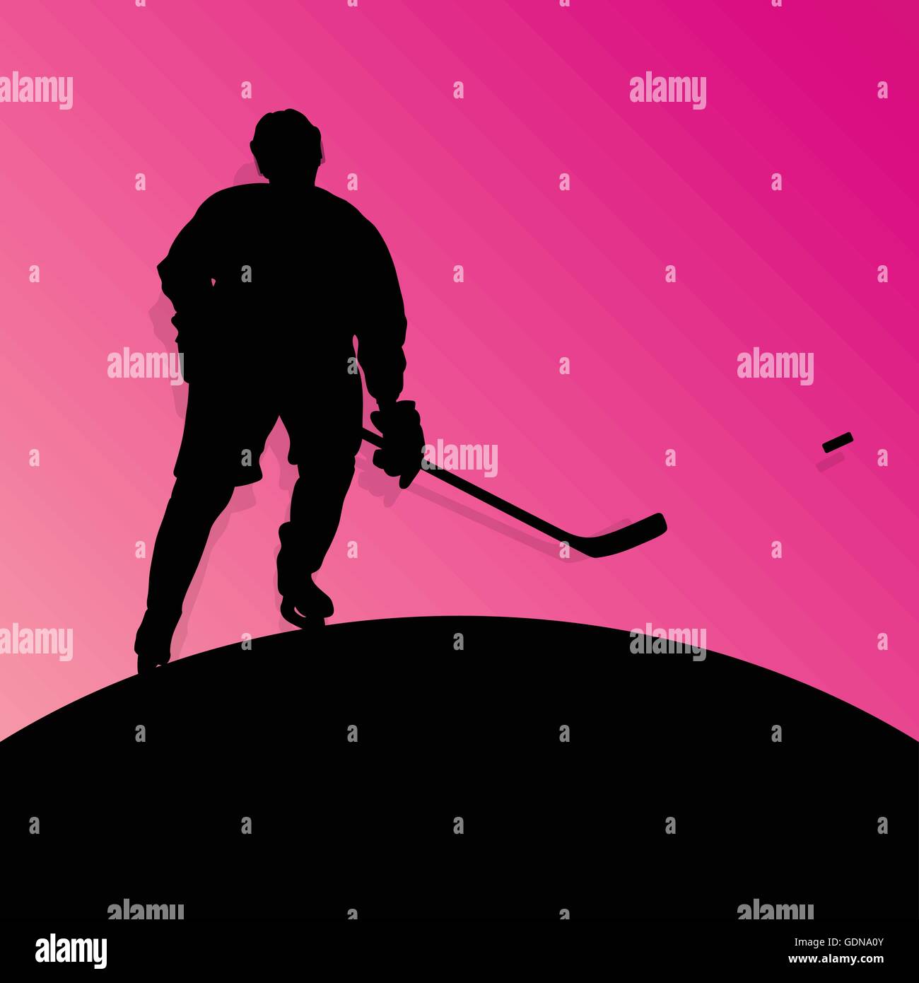 Active young man ice hockey sport silhouette skating in winter sports ...