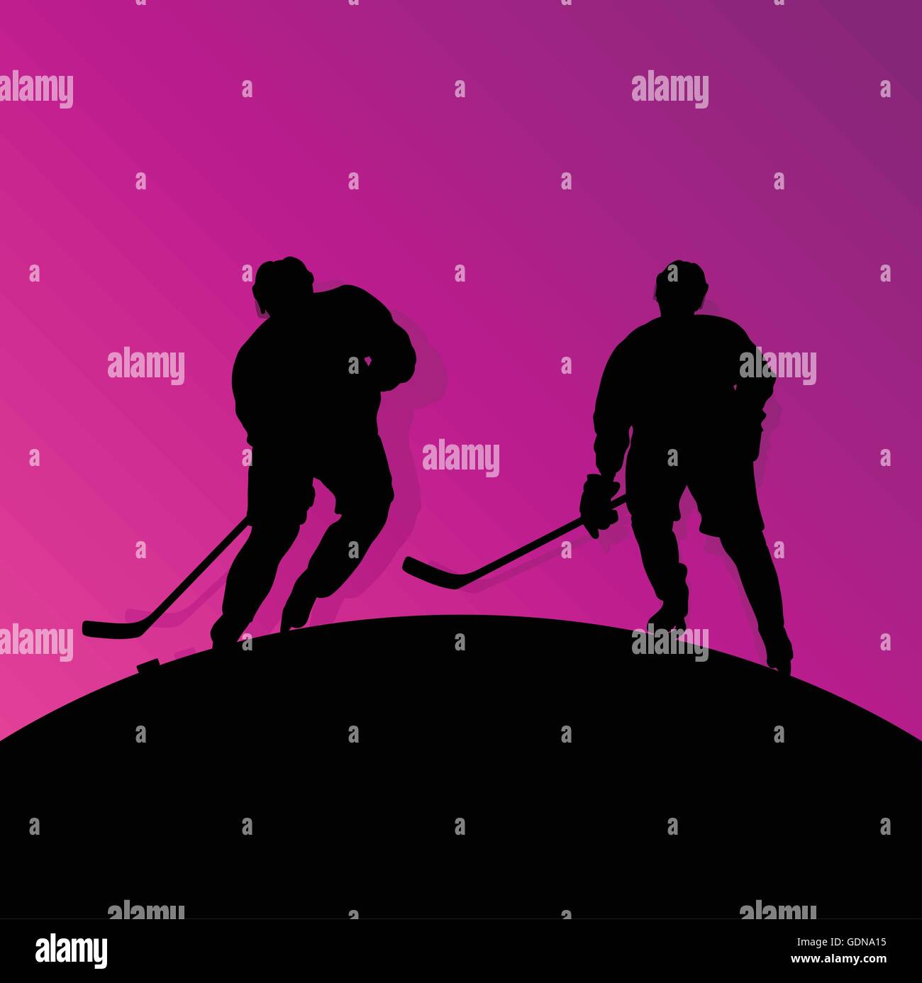 Active young man ice hockey sport silhouette skating in winter sports ...