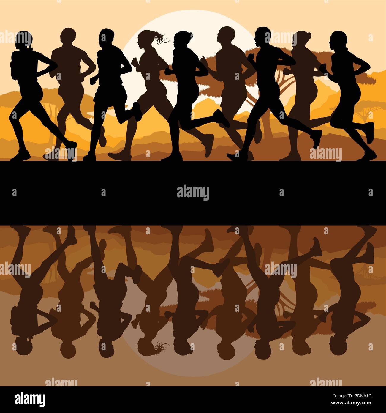 Man and women marathon runners vector background Stock Vector Image ...