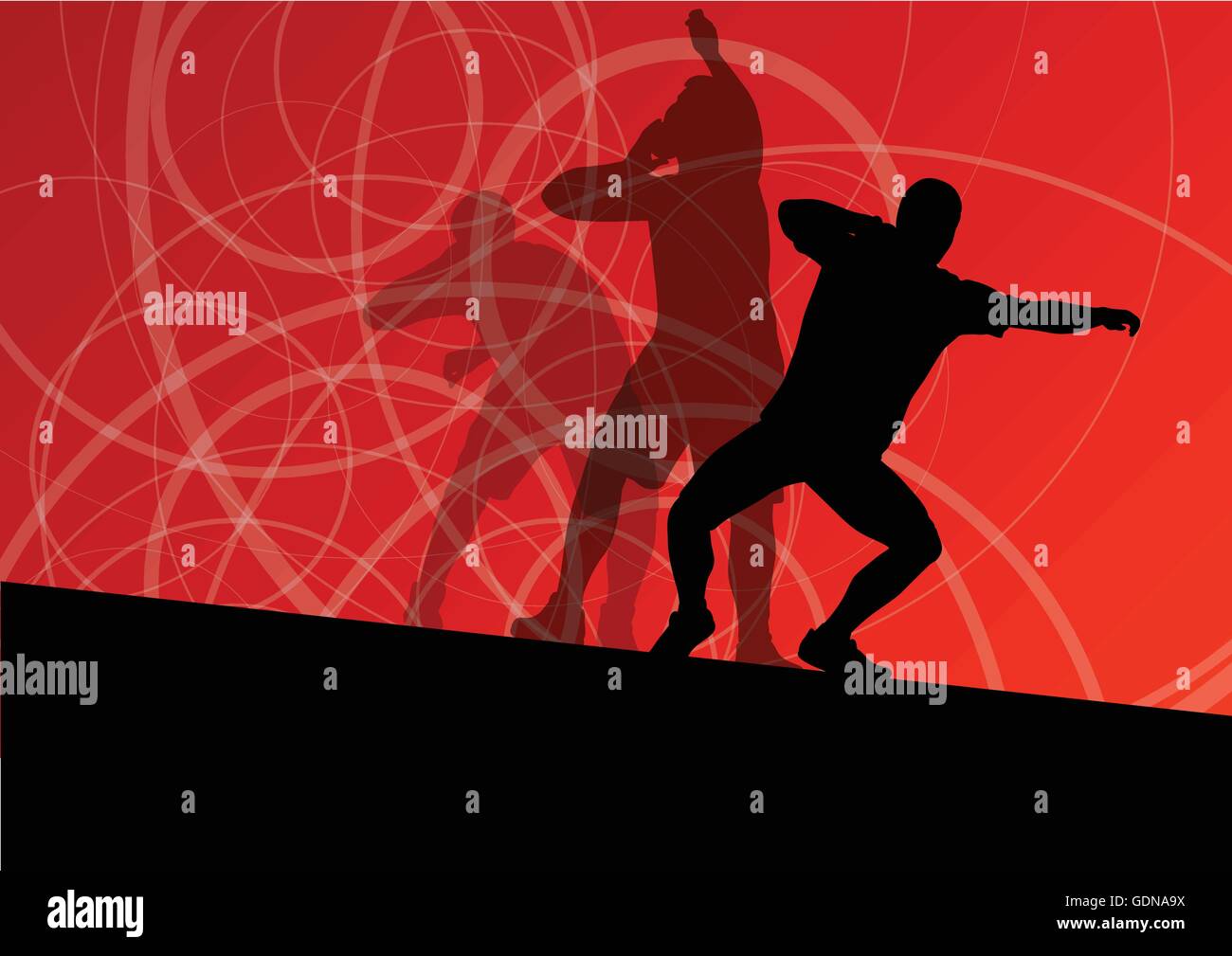 Male sport athletics. ball throwing silhouettes collection. abstract ...