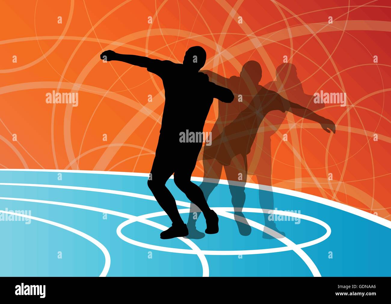 Male sport athletics. ball throwing silhouettes collection. abstract ...