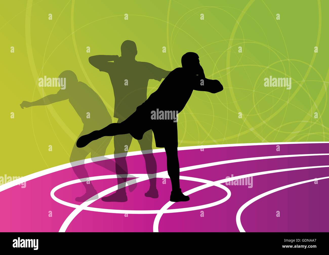 Male sport athletics. ball throwing silhouettes collection. abstract ...