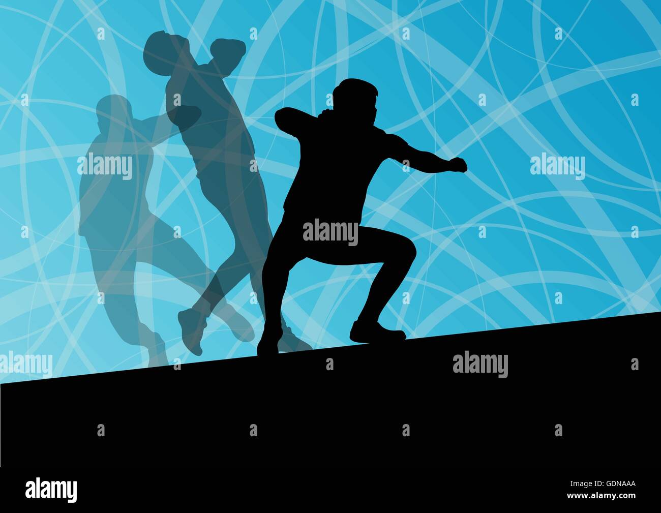 Male sport athletics. ball throwing silhouettes collection. abstract ...