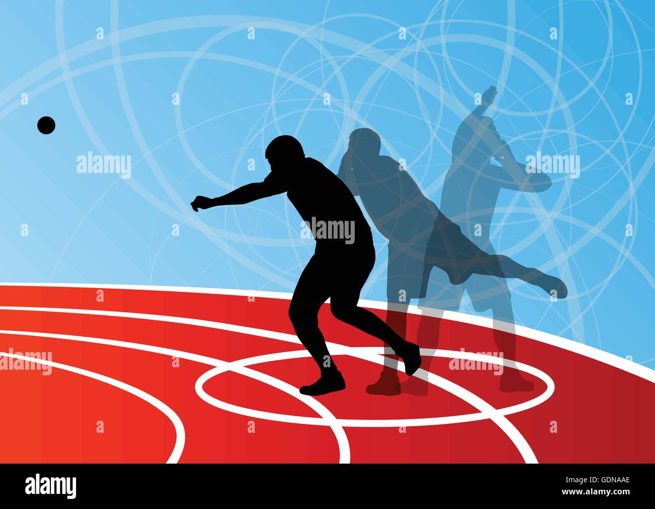 Male sport athletics. ball throwing silhouettes collection. abstract ...