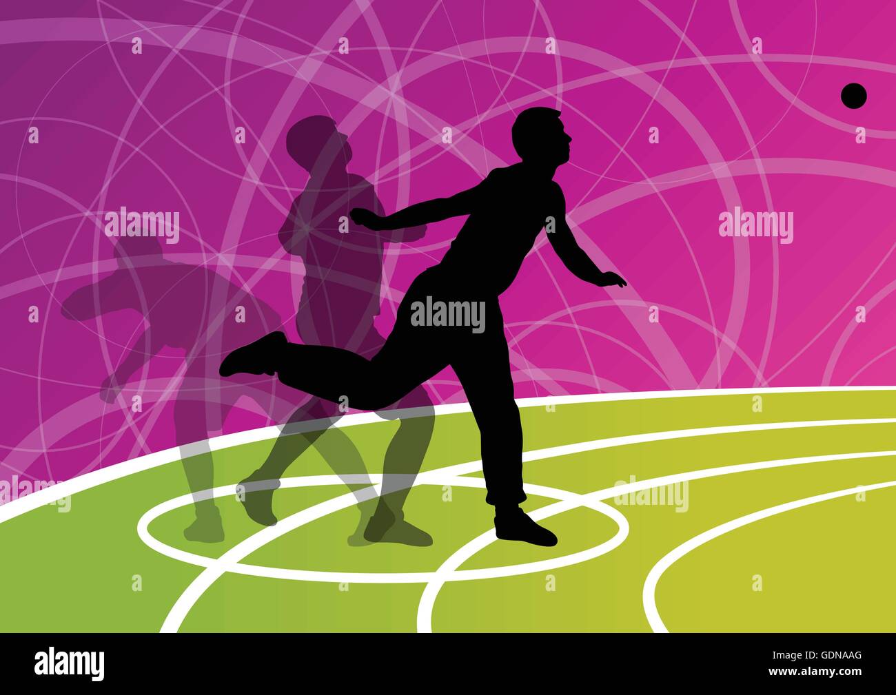 Male sport athletics. ball throwing silhouettes collection. abstract ...