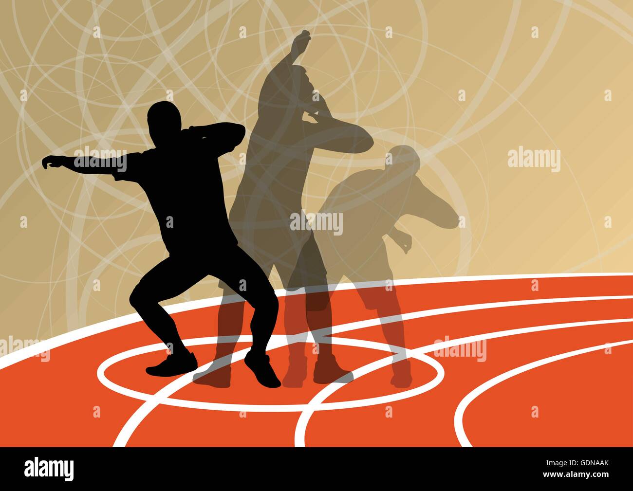 Male sport athletics. ball throwing silhouettes collection. abstract ...