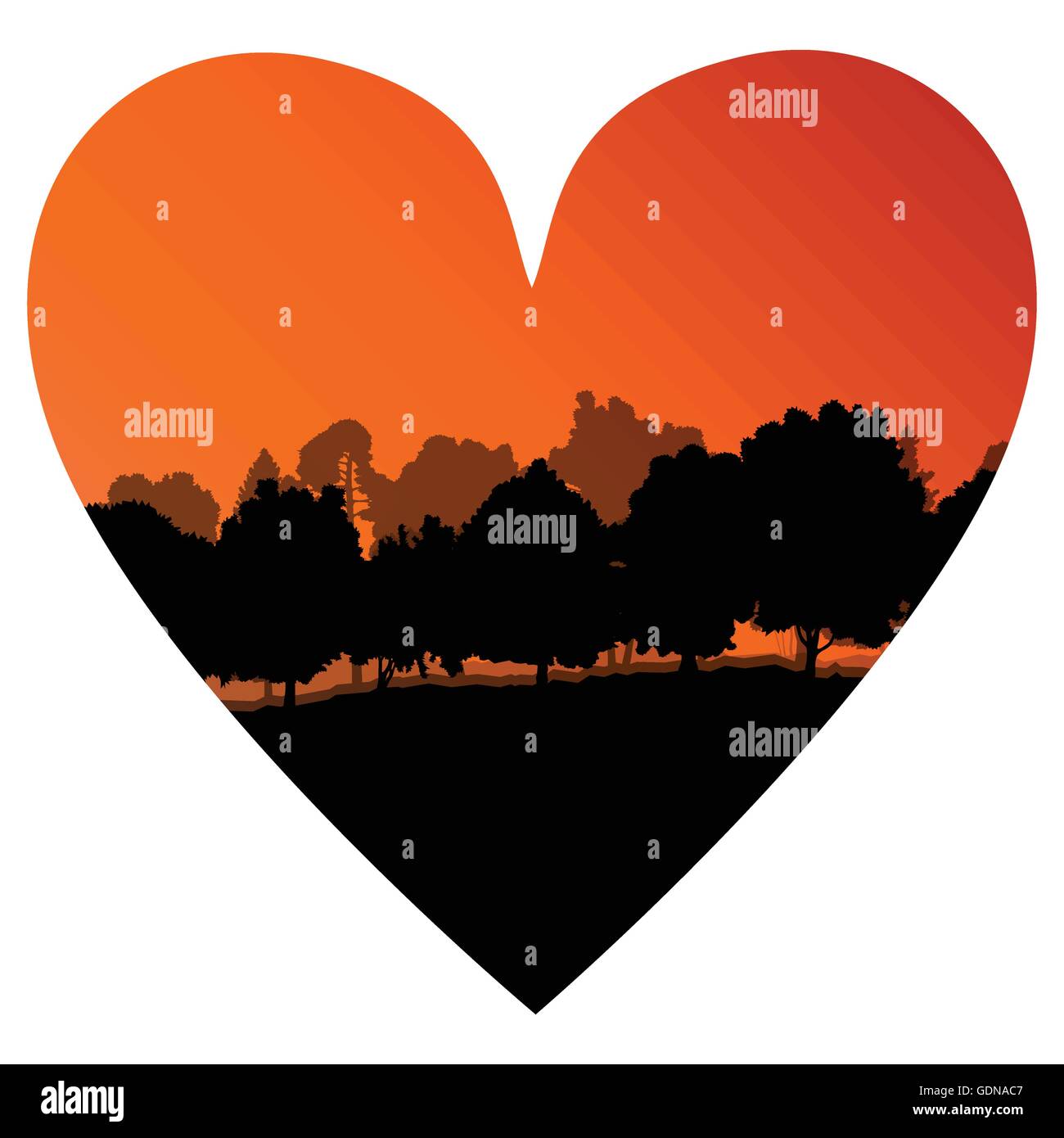 Forest tree wild romantic love heart shape concept landscape background ...