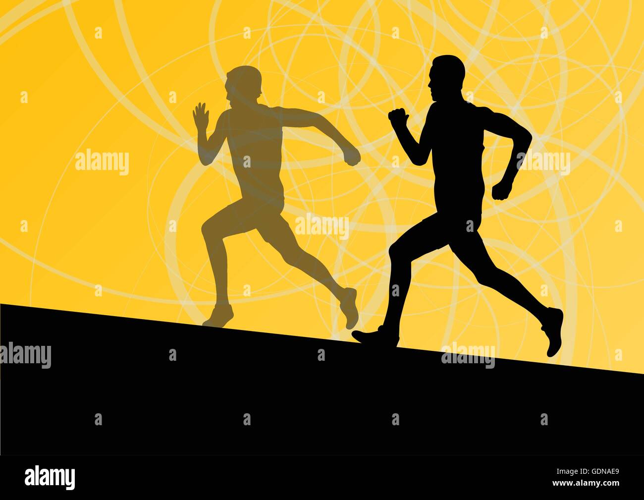 Active men runner sport athletics running silhouettes illustration ...