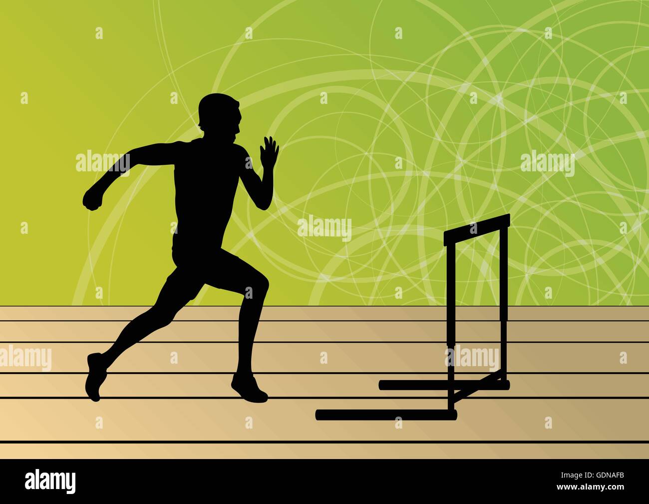 Active men sport athletics hurdles barrier running silhouettes ...