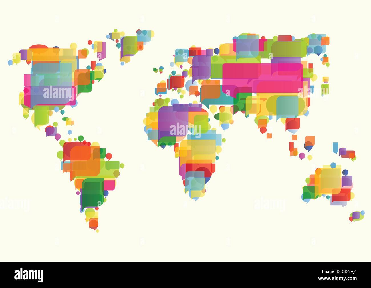 World map made of colorful speech bubbles concept illustration ...