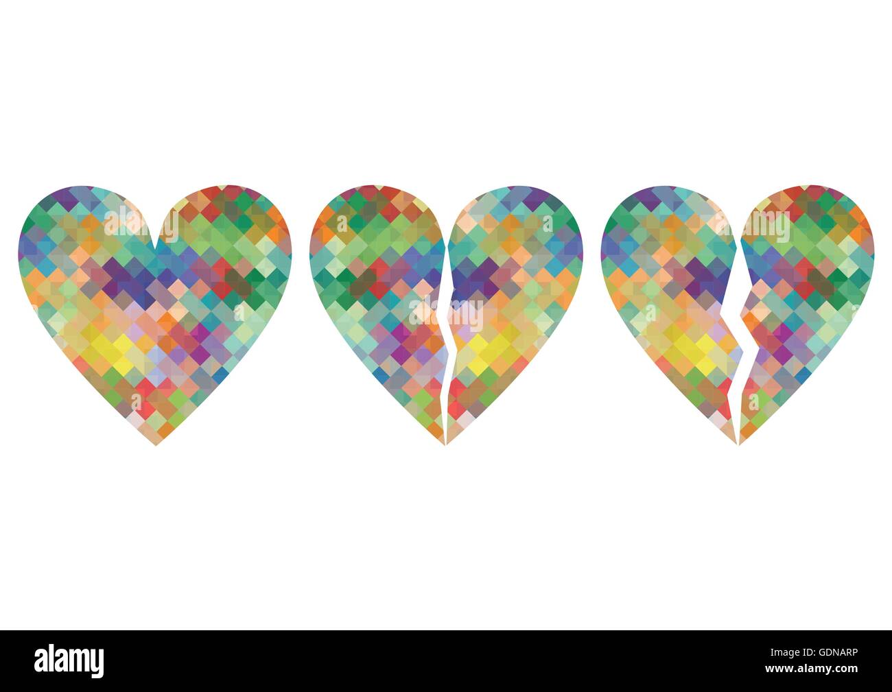 Broken love heart mosaic abstract background concept illustration ...