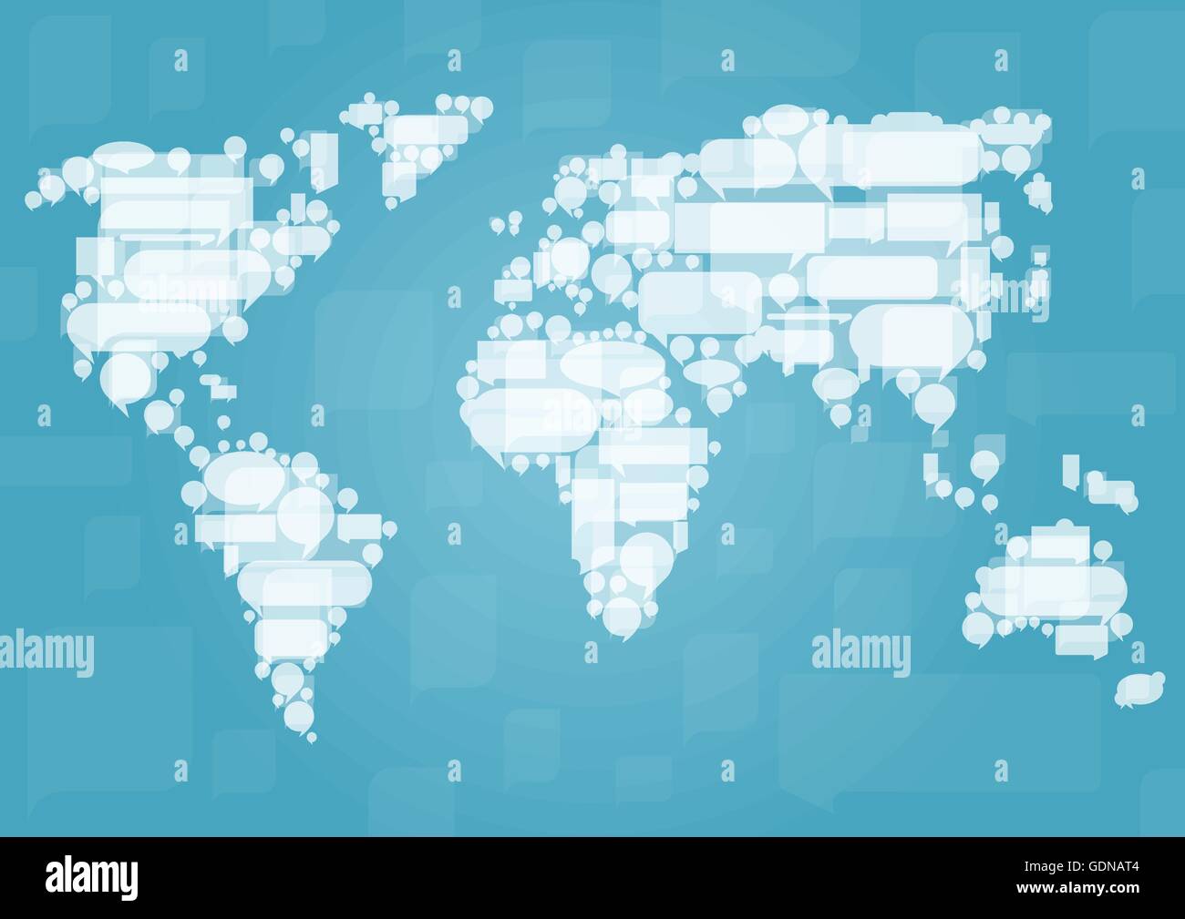 World map made of white cloud speech bubbles in concept illustration ...