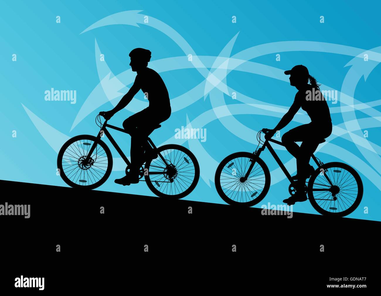 Young woman bicycle sunset Stock Vector Images - Alamy