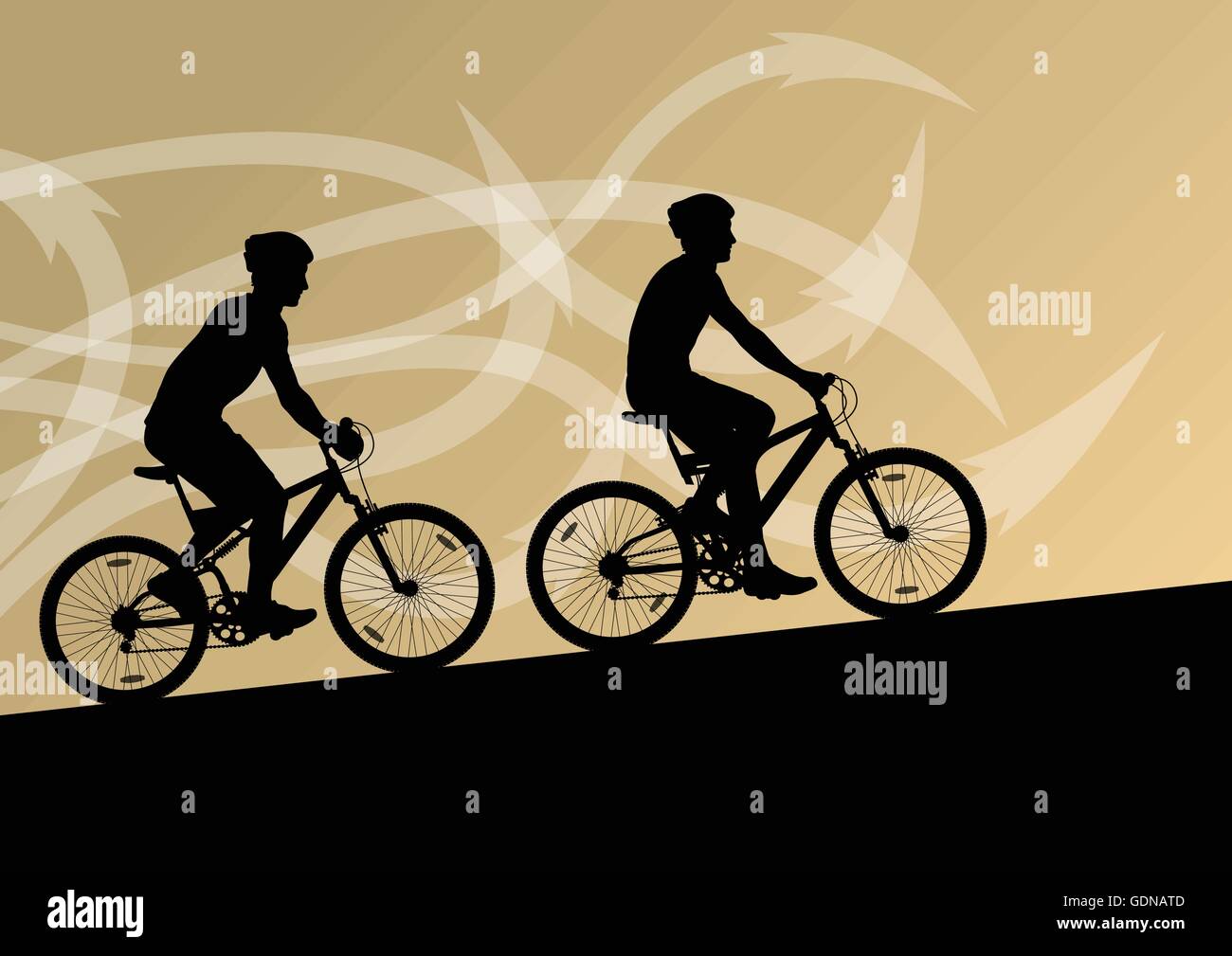 Young woman bicycle sunset Stock Vector Images - Alamy
