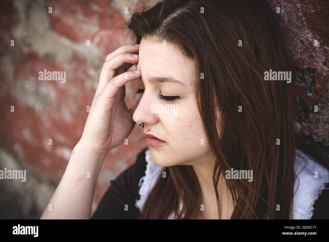 Sad girl with motional face Stock Photo - Alamy