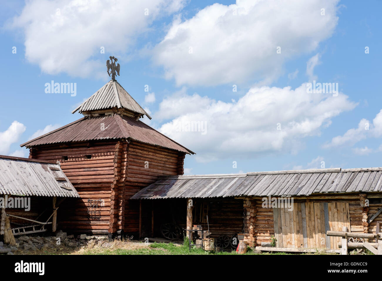 Semiluzhenski kazak ostrog - Russian small wooden fort Stock Photo - Alamy