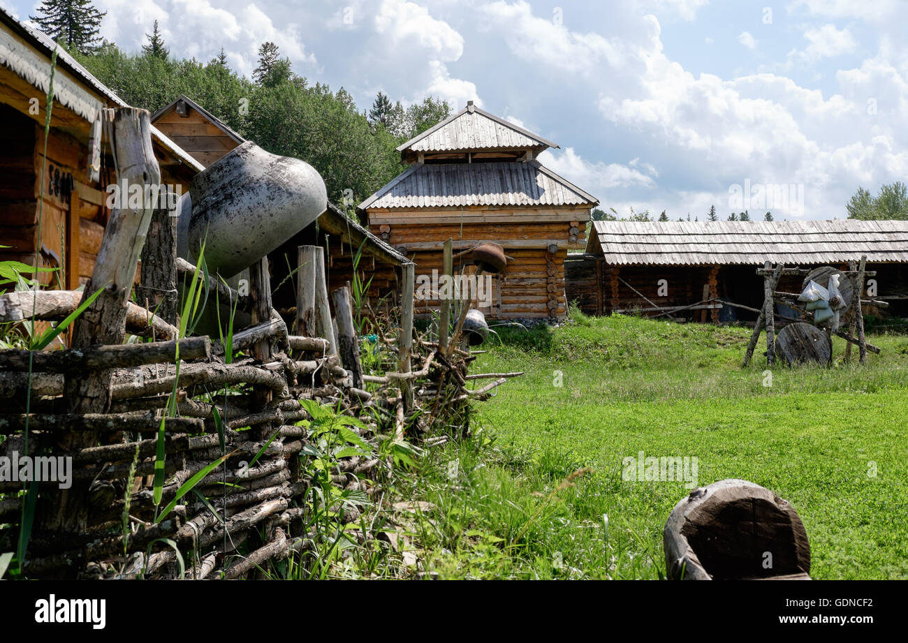 Semiluzhenski kazak ostrog - Russian small wooden fort Stock Photo - Alamy
