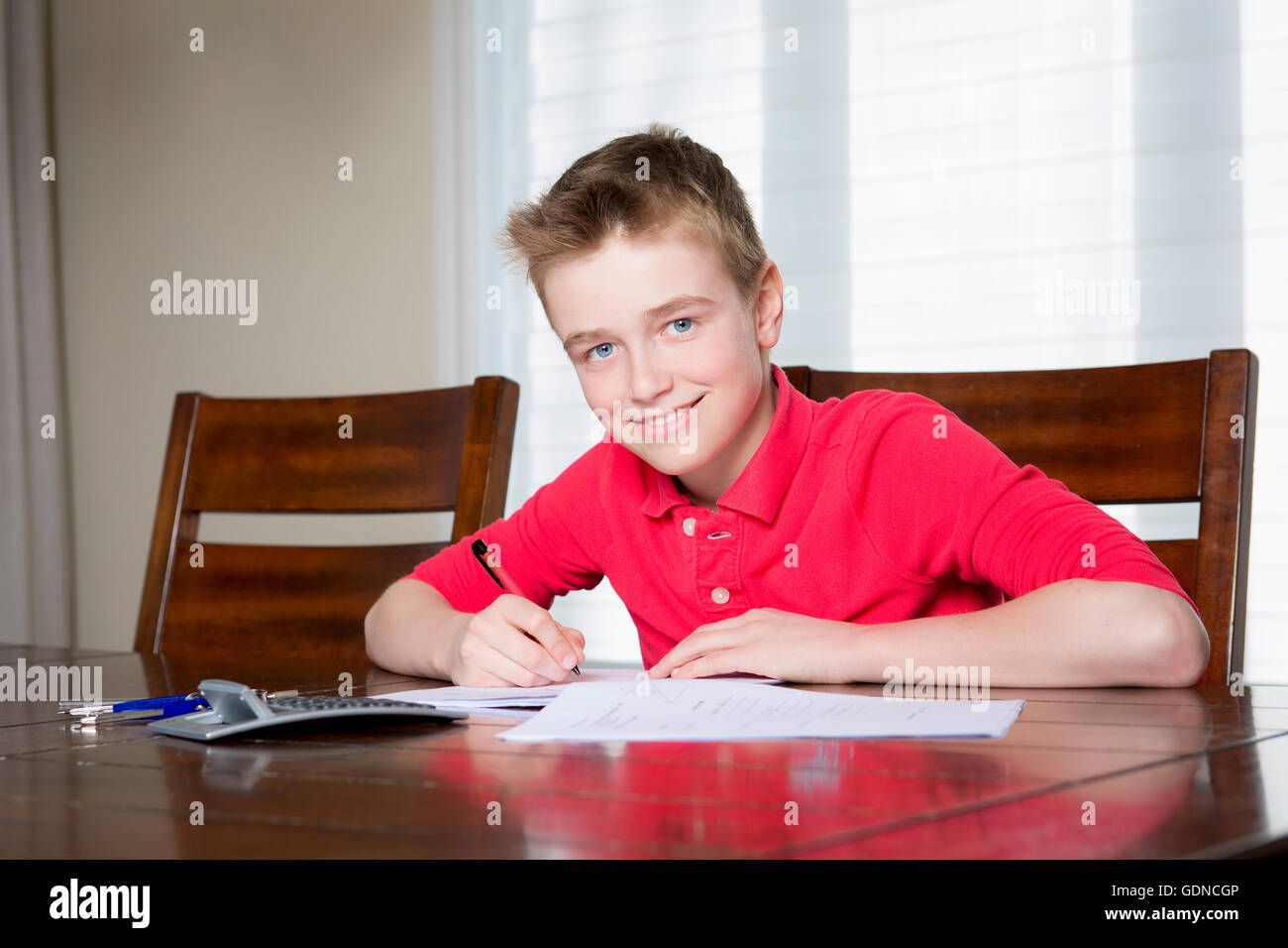 boy doing his homework at home Stock Photo - Alamy