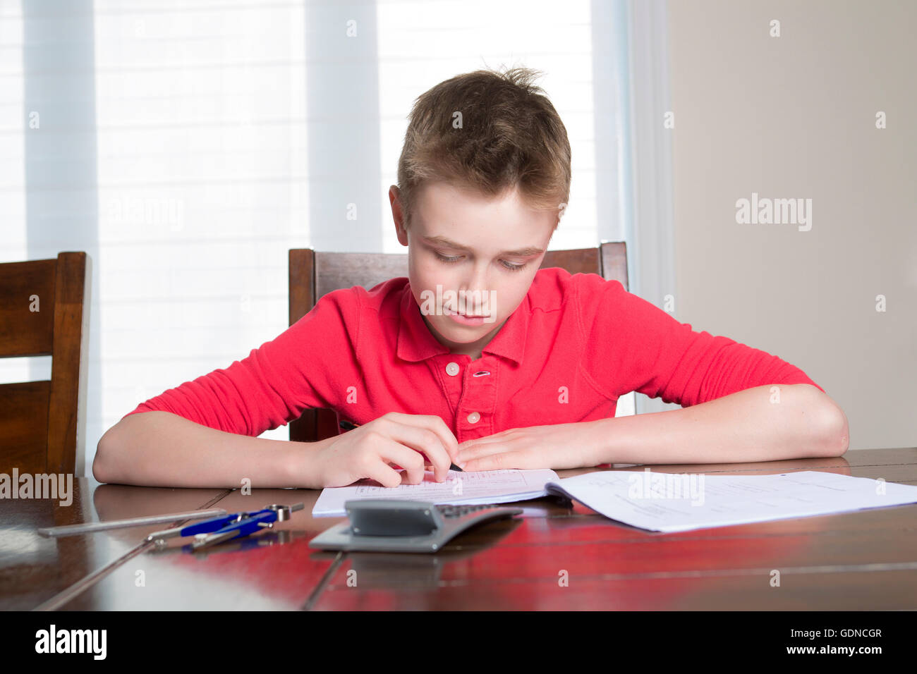boy doing his homework at home Stock Photo - Alamy