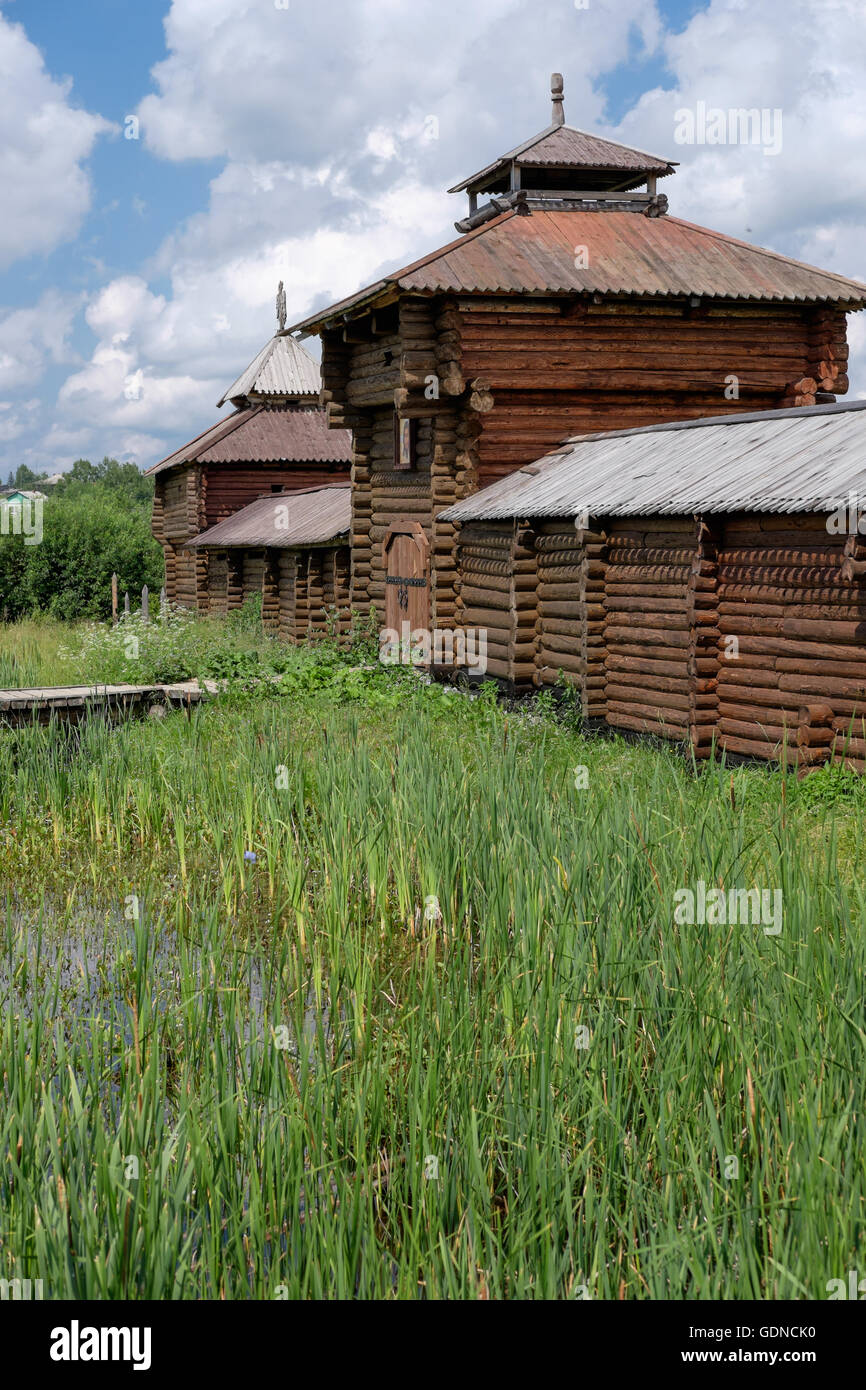 Semiluzhenski kazak ostrog - Russian small wooden fort Stock Photo - Alamy