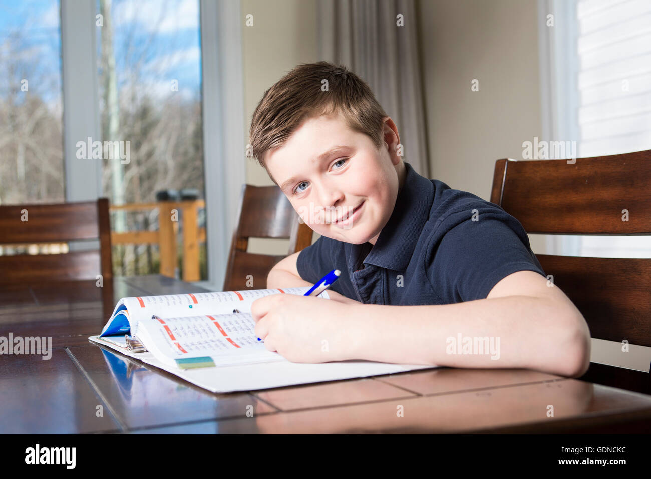boy doing his homework at home Stock Photo - Alamy