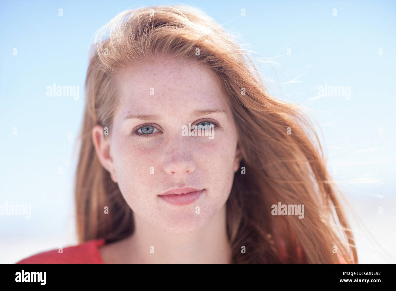 Girl long hair freckles hi-res stock photography and images - Alamy