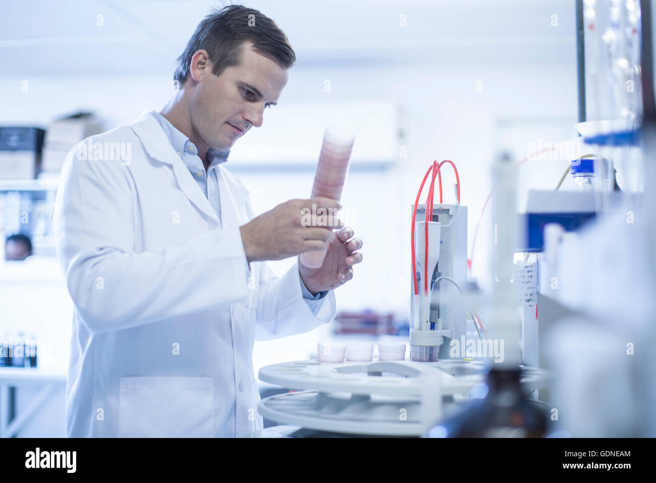 Mid adult man working in laboratory Stock Photo - Alamy