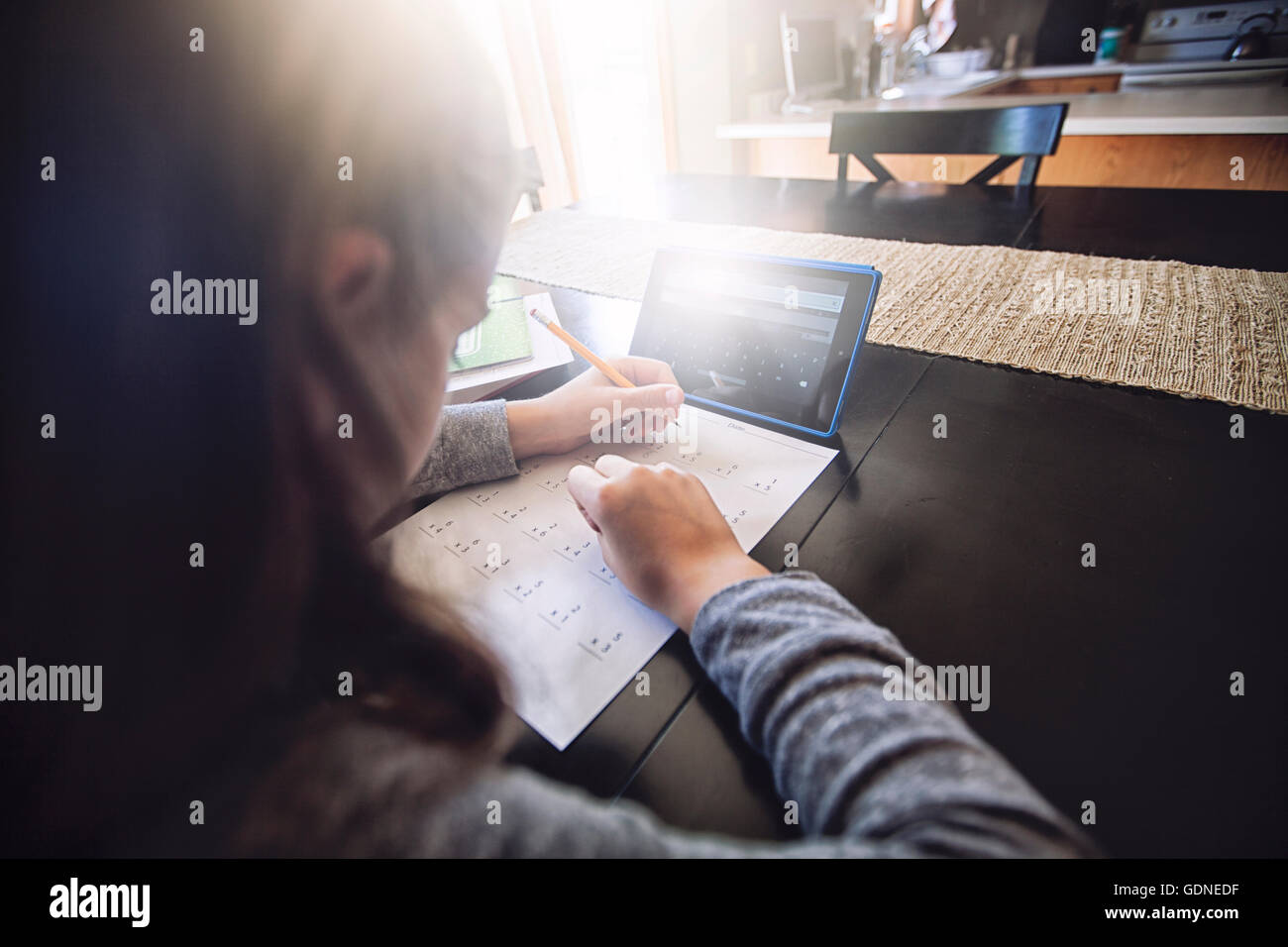 Child over shoulder tablet hi-res stock photography and images - Alamy