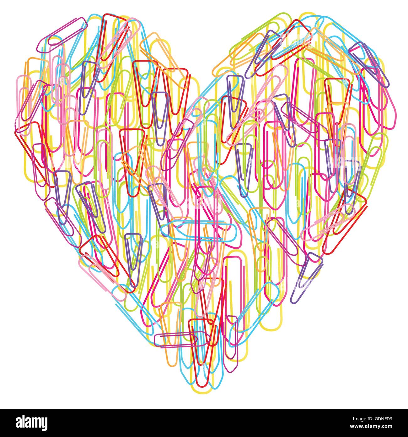 Colorful paper clips heart abstract vector isolated on white background ...