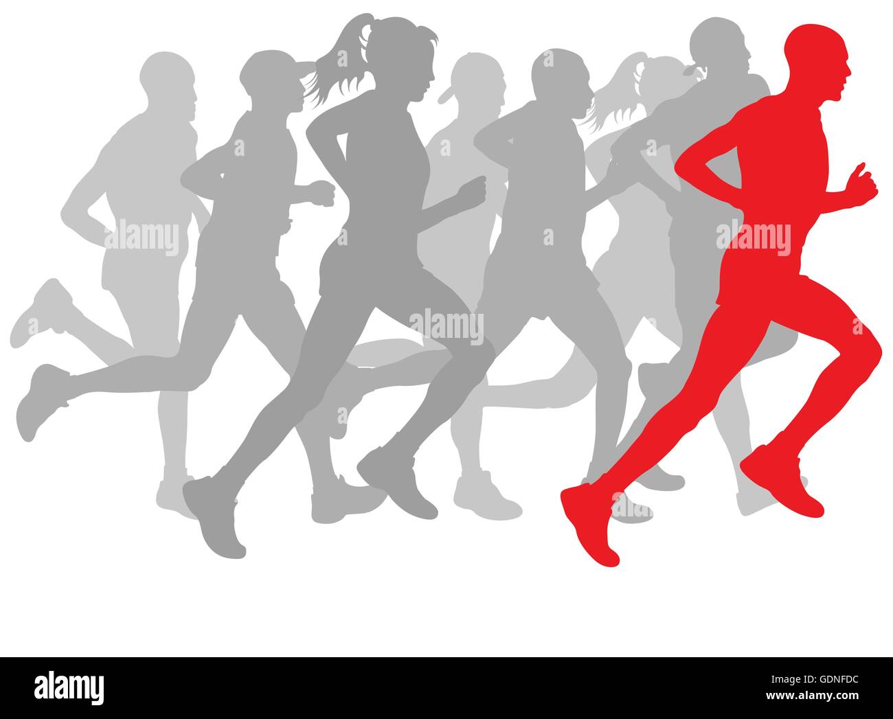 Winner finish vector background and group of runners for poster Stock ...