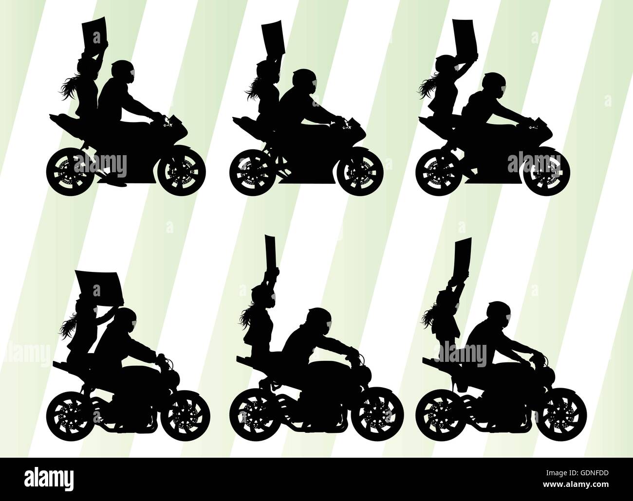 Motorcycle performance extreme stunt driver man and woman vector ...