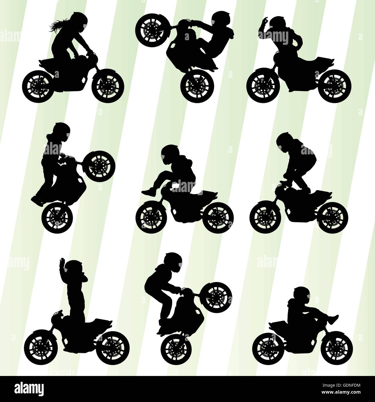 Motorcycle performance extreme stunt driver vector background concept ...