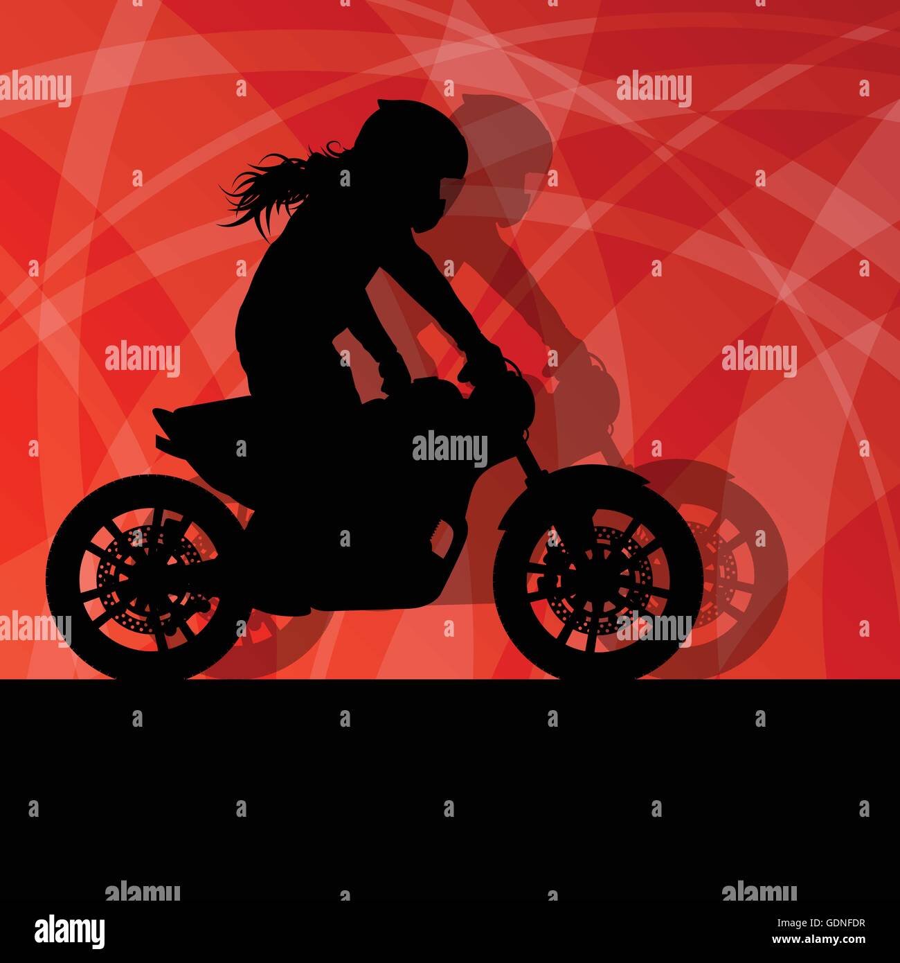 Motorcycle performance extreme stunt driver woman vector background ...