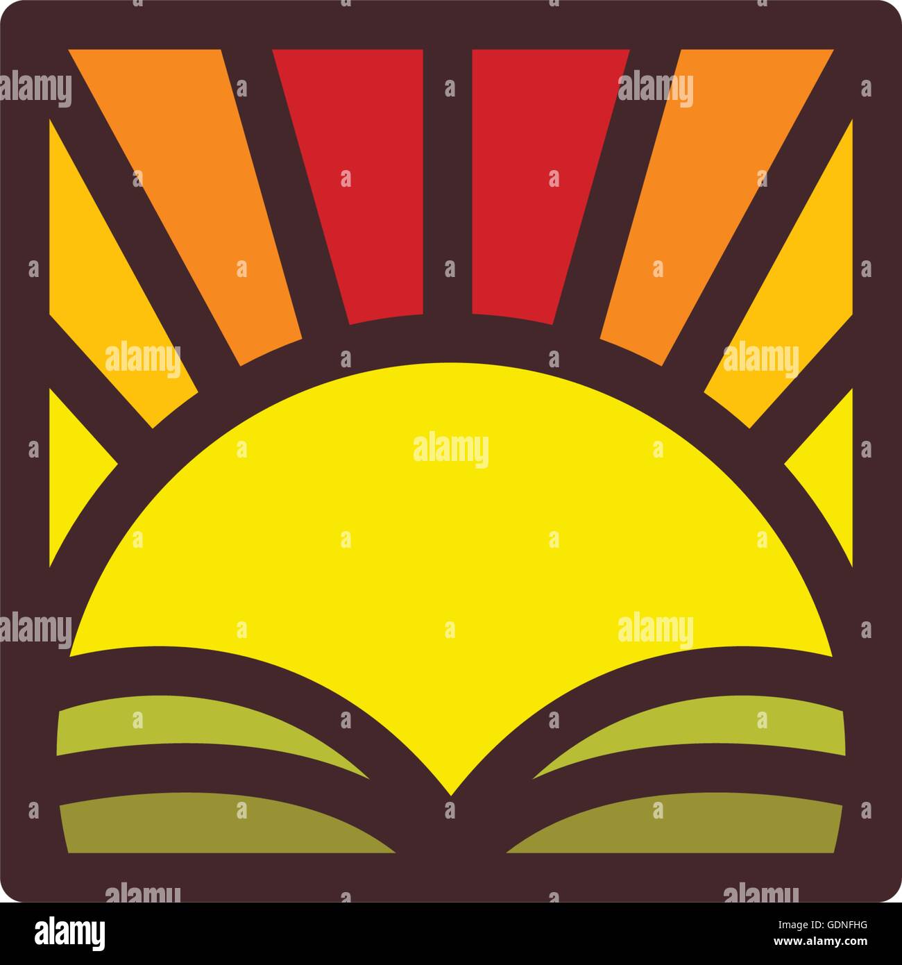 Isolated abstract sunrise, sunset vector logo. Sun and field ...