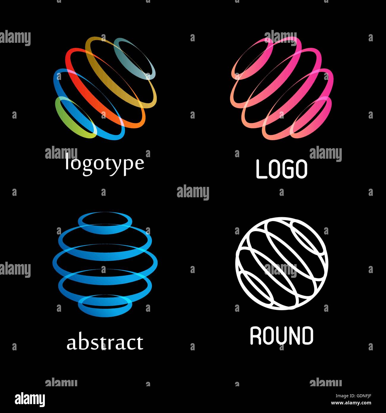 Isolated abstract colorful round shape vector logo set. Rings elements ...