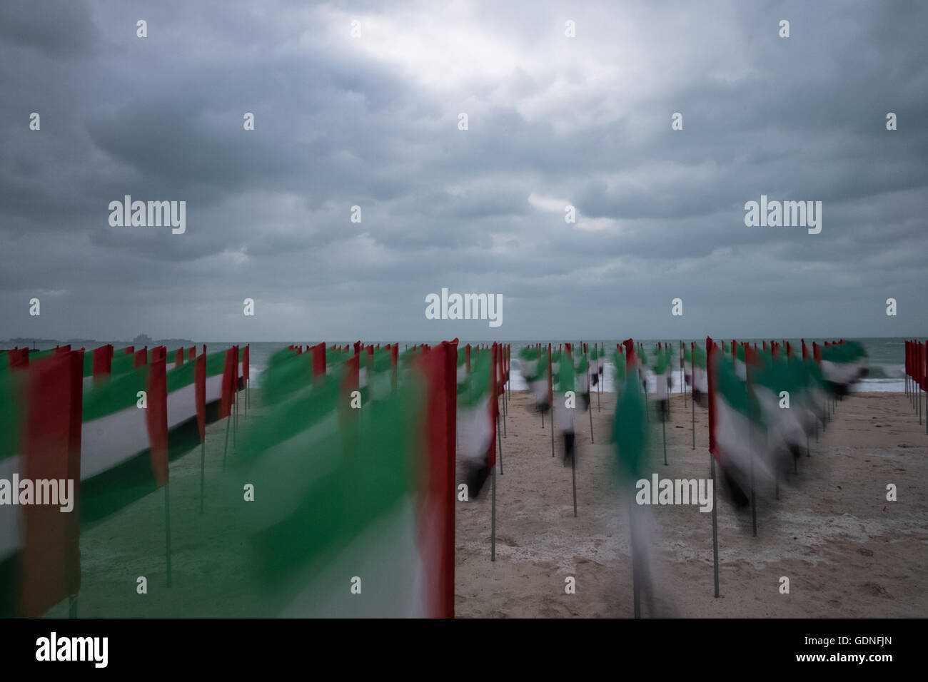 UAE flags on display for National Day on the Jumeirah Beach, Dubai ...